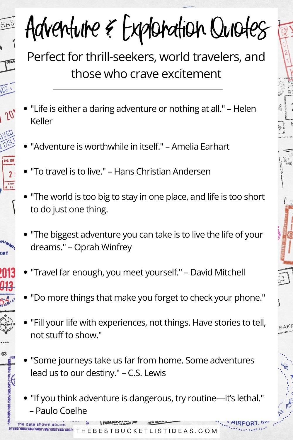 40 Best Bucket List Quotes to Inspire Your Next Adventure - The Best ...